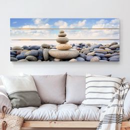 Bilderwelten Holzbild blau Motiv Steinoptik - Garten Eden - Himmel Wohnzimmer Schlafzimmer