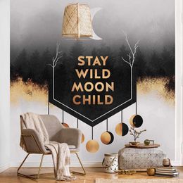 Bilderwelten Fototapete Stay Wild Moon Child Aquarell,Typo Spr&uuml;che Schlafzimmer,Badezimmer Vliestapete inkl. Kleister oder selbstklebend