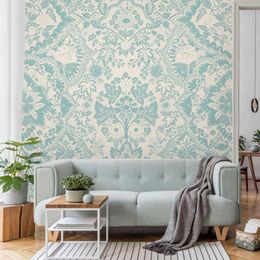 Bilderwelten Fototapete Shabby Barocktapete in Azur Stil Landhaus,Muster Ornamente Wohnzimmer Vliestapete inkl. Kleister oder selbstklebend