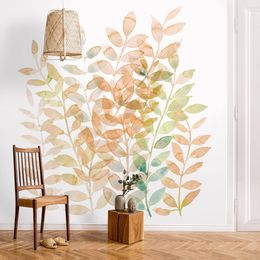 Bilderwelten Fototapete Sommerlicher Bl&auml;tterreigen Malerei Aquarell,Tropisch,Botanik Pflanzen Wohnzimmer,Schlafzimmer Vliestapete inkl. Kleister oder selbstklebend