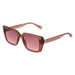 Guess GU8243 | Damen-Sonnenbrille | Fassung: Vollrand, Quadratisch, Kunststoff, Braun Transparent | Glasfarbe: Rose