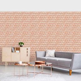 Bilderwelten Fototapete Vliestapete Vintage Wandtapete rot - Vintage Muster Art Deco Rauten - Geometrisch Wohnzimmer Schlafzimmer