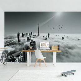 Bilderwelten Fototapete Stadt Motiv Wandtapete schwarz weiss - Up and Above - Skylines Wohnzimmer Schlafzimmer
