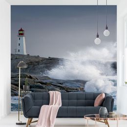 Bilderwelten Fototapete Sturmwellen am Leuchtturm