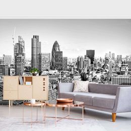 Bilderwelten Fototapete City of London Schwarz-Wei&szlig; Erde London,Erde Skylines Wohnzimmer,Schlafzimmer Vliestapete inkl. Kleister oder selbstklebend
