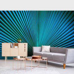 Bilderwelten Fototapete Tropische Pflanzen Palmenblatt in T&uuml;rkis II Tropisch,Landschaft Palme,Botanik Wohnzimmer,Vliestapete inkl. Kleister oder selbstklebend