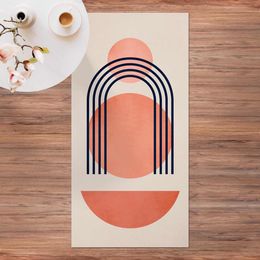 Bilderwelten Vinylteppich Abstrakt orange originell Vinylmatte - Abstrakte Formen in Rosa und Blau - Deko K&uuml;che Badezimmer Flur
