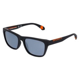 Superdry 5009 | Unisex-Sonnenbrille | Fassung: Vollrand, Quadratisch, Metall, Schwarz Matt | Glasfarbe: Grau Spiegel Silber