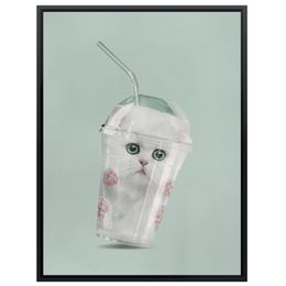 Bilderwelten Leinwandbild - Hochformat Shake mit Katze