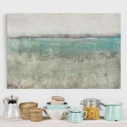 Bilderwelten Leinwandbild Horizont &uuml;ber T&uuml;rkis I - Wandbild bis XXL Print Abstrakt Kunstdruck Wohnzimmer Schlafzimmer Bad Badezimmer K&uuml;che Flur Esszimmer T&uuml;rkis
