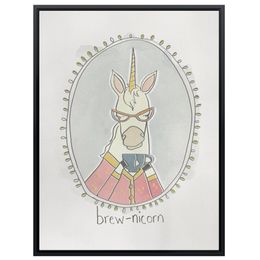 Bilderwelten Leinwandbild - Hochformat Koffeinhaltiges Einhorn