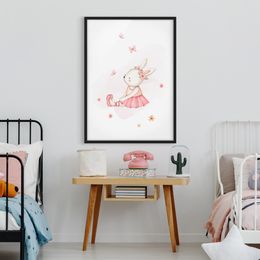 Bilderwelten Bild mit Rahmen Ballerina Hase mit Schmetterlingen