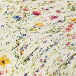 buttinette Baumwoll-Stretch "Blumen", bunt