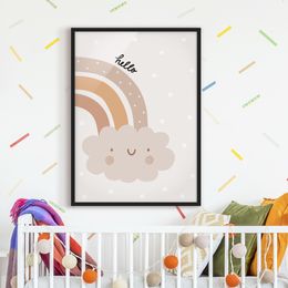 Bilderwelten Bild mit Rahmen Boho Regenbogen - Hello
