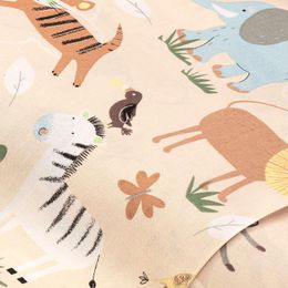 buttinette Bio-Baumwollstoff "Safari Tiere", beigegrundig