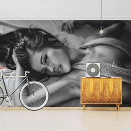 Bilderwelten Fototapete Portrait modern Wandtapete schwarz weiss - Verlockung - Erotik Wohnzimmer Schlafzimmer