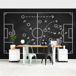 Bilderwelten Fototapete Fu&szlig;ballstrategie auf Tafel