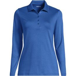 LANDS' END Supima-Poloshirt mit langen &Auml;rmeln f&uuml;r Damen in Plus-Gr&ouml;&szlig;e, Damen, size: plus, Blau, Baumwolle, by Lands' End