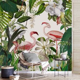 Bilderwelten Fototapete Tropische Flamingos mit Pflanzen