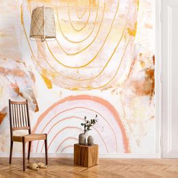 Bilderwelten Fototapete Strahlende Farbb&ouml;gen in Karamell Malerei Shabby,Kunst Wohnzimmer Vliestapete inkl. Kleister oder selbstklebend