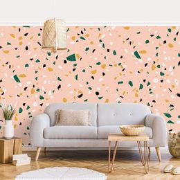 Bilderwelten Fototapete Detailliertes Terrazzo Muster Lecce Muster Mosaik Wohnzimmer,Badezimmer Vliestapete inkl. Kleister oder selbstklebend