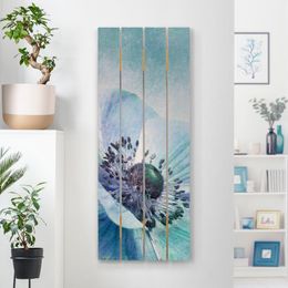 Bilderwelten Holzbild Blumen t&uuml;rkis Shabby nat&uuml;rlicher Effekt - Bl&uuml;te in T&uuml;rkis - Deko Wohnzimmer Schlafzimmer