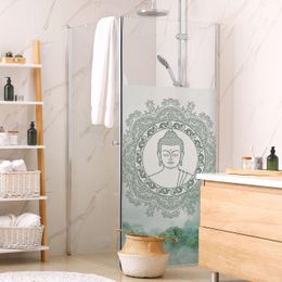 Bilderwelten Folie Duschsichtschutz | Sichtschutzfolie Dusche Buddha Mandala im Nebel