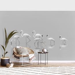 Bilderwelten Fototapete Elegante Flamingos Tropisch,Tiere V&ouml;gel Wohnzimmer,Schlafzimmer Vliestapete inkl. Kleister oder selbstklebend