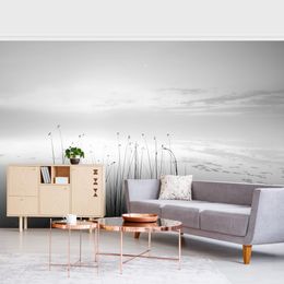 Bilderwelten Fototapete Idylle am See Schwarz-Wei&szlig; maritim,Landschaft Landschaftspanorama Wohnzimmer,Schlafzimmer Vliestapete inkl. Kleister oder selbstklebend