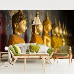 Bilderwelten Fototapete Goldene Buddha Statuen