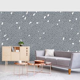 Bilderwelten Fototapete Vliestapete Abstrakt Wandtapete grau - Mosaiklinien Muster Graublau - Deko Wohnzimmer Schlafzimmer