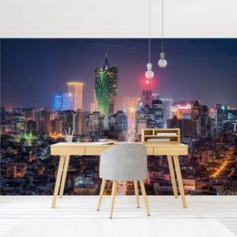 Bilderwelten Fototapete Stadt Motiv Wandtapete bunt - Nachtlichter von Macau - Architektur Wohnzimmer Schlafzimmer