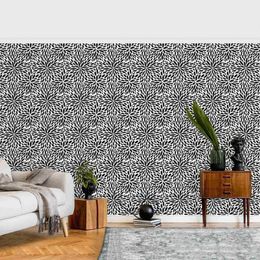 Bilderwelten Fototapete Nat&uuml;rliches Muster Blumen in Schwarz