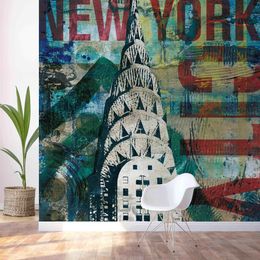 Bilderwelten Fototapete New York NY Graffiti II Art Schwarz Wei&szlig; Bunt Urban 3D modern Street Tapete Wohnzimmer Skater Mauer Jugendzimmer
