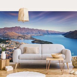 Bilderwelten Fototapete Natur Motiv Wandtapete blau - Zwischen Meer und Bergen - Landschaft Wohnzimmer Schlafzimmer