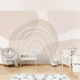 Bilderwelten Fototapete Gro&szlig;e Kreisformen im Regenbogen - beige