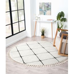 Hochflor-Teppich, B:190cm H:24mm L:190cm &Oslash;:190cm, schwarz-wei&szlig;, MyFlair M&Ouml;BEL & ACCESSOIRES, Polyester, Polypropylen (PP), Teppiche, "Moroccan