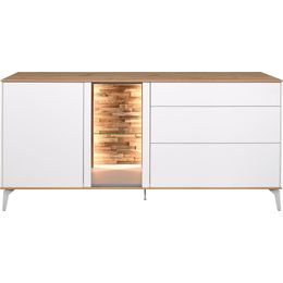 M&auml;usbacher Lowboard M&Auml;USBACHER, B:169cm H:65cm T:42cm, wei&szlig;, Wohnzimmer, Sideboards, Faro Lowboard B 169 cm, inkl.Beleuchtung, Push to open, Metallf&uuml;&szlig;e