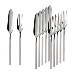 Villeroy & Boch VILLEROY & BOCH Fischbesteck "Fischbesteck NewWave 6er Set silber", 12, silber, Essbesteck-Sets, Sp&uuml;lmaschinenfest