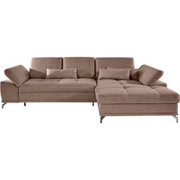 Ecksofa OTTO HOME, B:301cm H:89cm T:176cm, braun, 100% Polyester;Samtoptik (100% Polyester), Wohnzimmer, Sofas, "Costello L-Form, B: 301cm,
