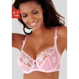 Lascana Damen B&uuml;gel-BH, Gr. 80, rosa, Spitze, Obermaterial: 60% Polyamid, 20% Elasthan, 20% Polyester, BHs, mit transparenter Stickerei-Spitze &ndash; auch