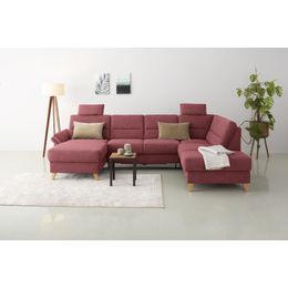 Wohnlandschaft OTTO HOME, B:303cm H:90cm T:213cm, lila, 100% Polyester, Sofas, "Westerland U-Form", Federkern, wahlweise Schlaffunktion, Stauraum und