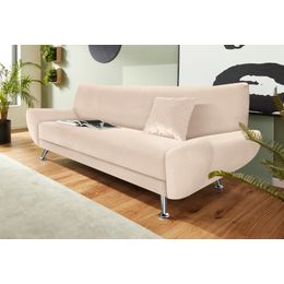 3-Sitzer Home Affaire, B:205cm H:78cm T:82cm, beige, Kunstleder SOFTLUX;Luxus-Microfaser ALCAZAR (100% Polyester);Feinstruktur (100% Polyester),