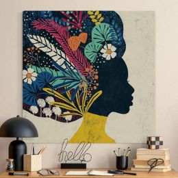 Bilderwelten Akustikbild Frau mit Blumenafro