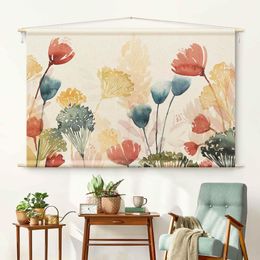 Bilderwelten Wandteppich Blumen bunt Landhaus Aquarell - Wildblumen im Sommer II - Wandbild Wohnzimmer Schlafzimmer