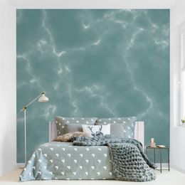 Bilderwelten Fototapete Zarte Marmoroptik in Blau Stein Marmor,Muster Badezimmer,Wohnzimmer Vliestapete inkl. Kleister oder selbstklebend