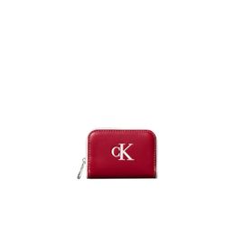 Calvin Klein Herren Geldb&ouml;rse "CONTRAST CK MEDIUM ZIP AROUND", rot, Lederimitat, kontrastfarbene Details, Kleinlederwaren, Geldbeutel, Portemonnaie,