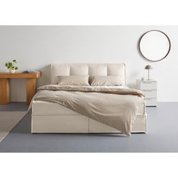 Boxspringbett, B:190cm L:230cm, beige, LeGer Home by Lena Gercke, 100% POLYESTER (PES), Komplettbetten, "Addyson", Boxspringbett inkl. Topper, 2