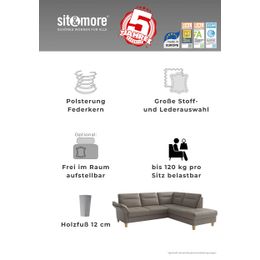 Sit & More Ecksofa SIT & MORE, B:218cm H:90cm T:212cm, grau, Wohnzimmer, Sofas, "Pamela L-Form, Leder, B: 218 cm", optional Armteilverstellung, Schlaffunktion &