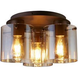 Searchlight Deckenleuchte "Sweden 3LT Flush", 3, &Oslash; 39cm H: 21cm, 1 Stk., braun, Schlafzimmer, Leuchten